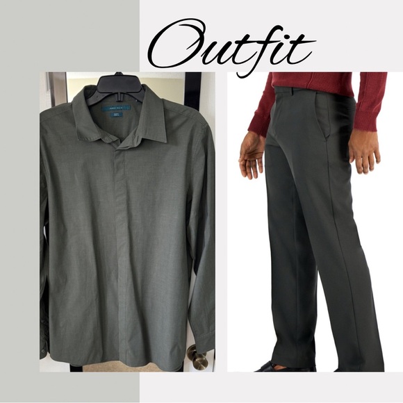 Perry Ellis | Shirts | Outfit Dark Green Long Sleeve Button Up Shirt ...